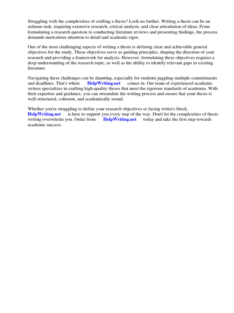Thesis Writing and Research Objectives | PDF