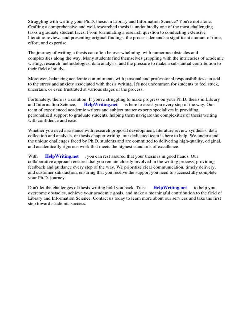 Ph.D. Thesis Support in Library Science | PDF | Thesis | Libraries