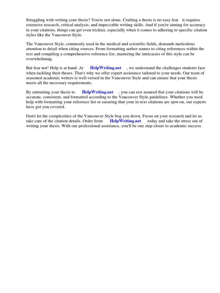 Vancouver Style Reference Thesis | PDF | Citation | Thesis