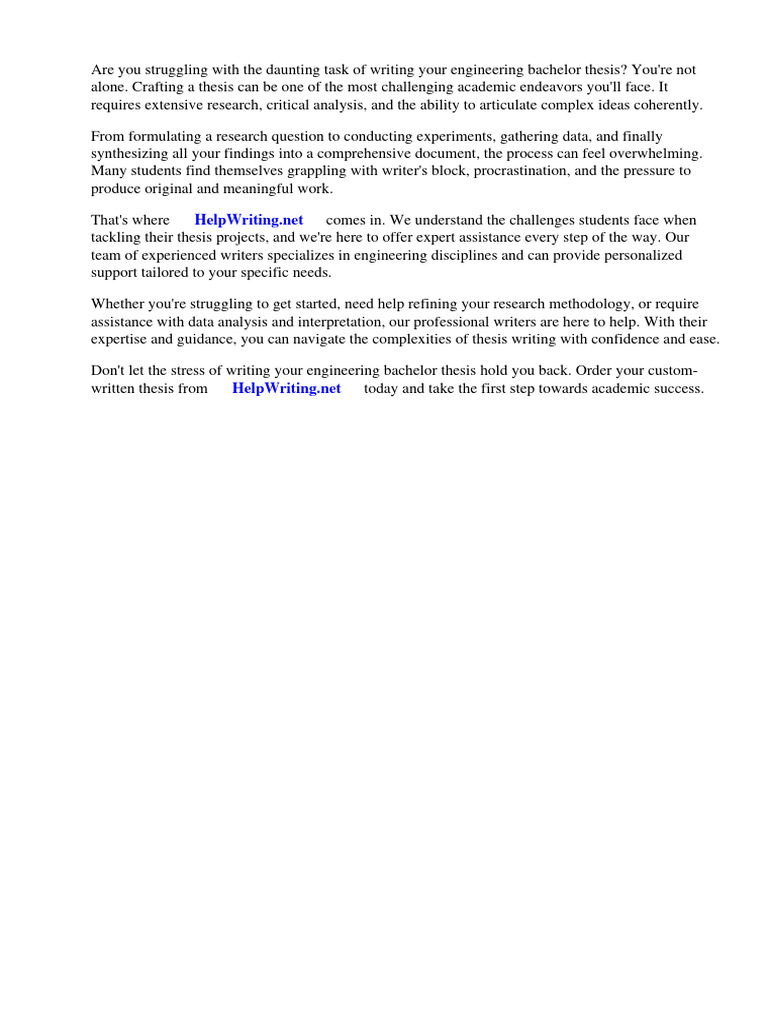 Engineering Bachelor Thesis Guide | PDF