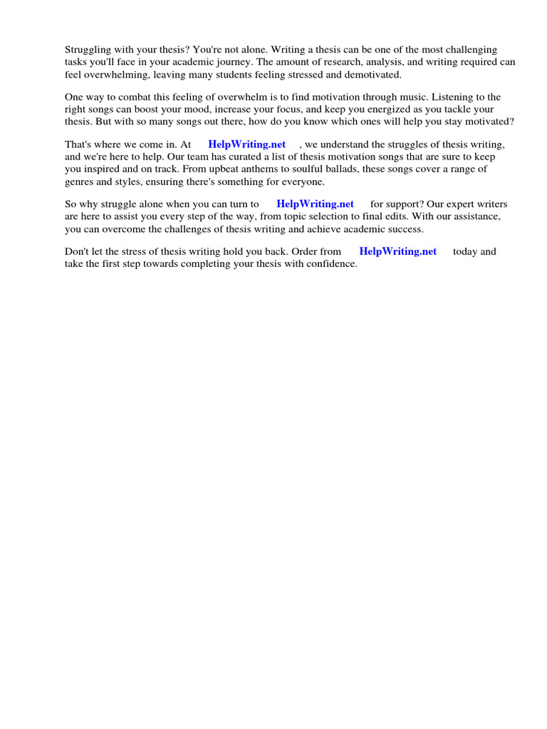 Thesis Motivation Songs | PDF | Thesis | Doctor Of Philosophy