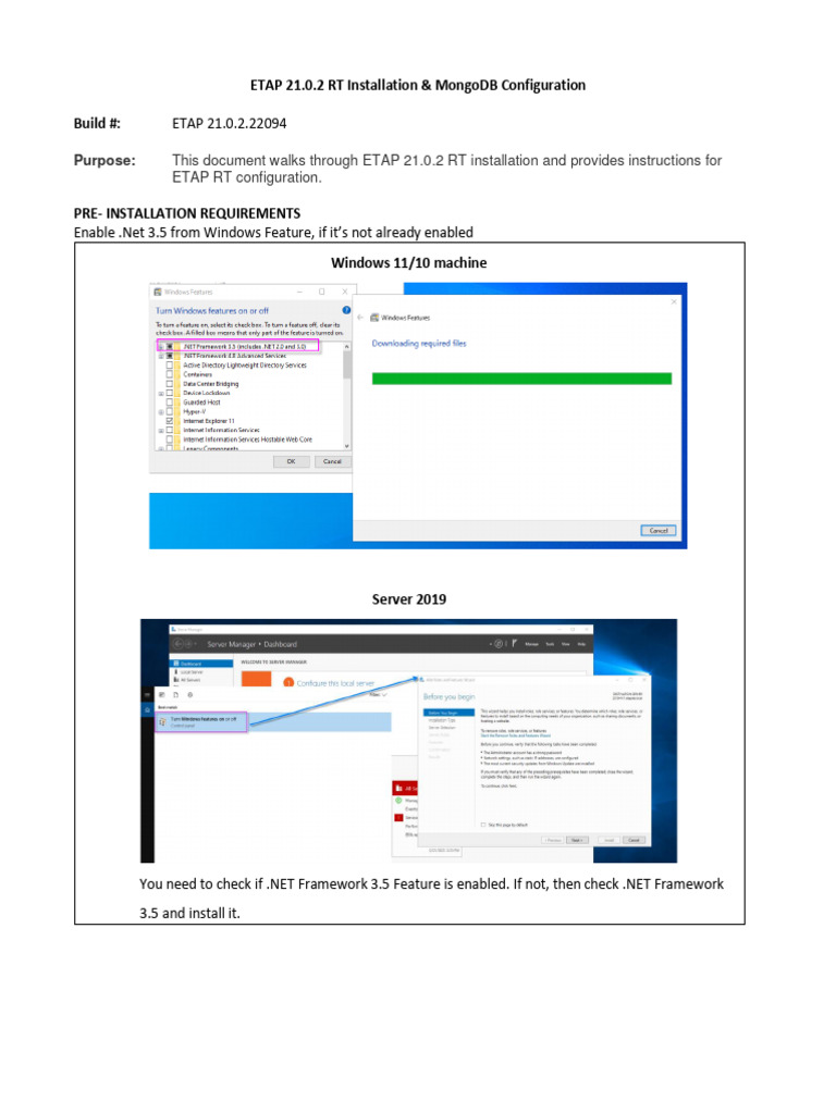 ETAP 21.0.2 RT Installation & MongoDB Configuration Rev2 | PDF