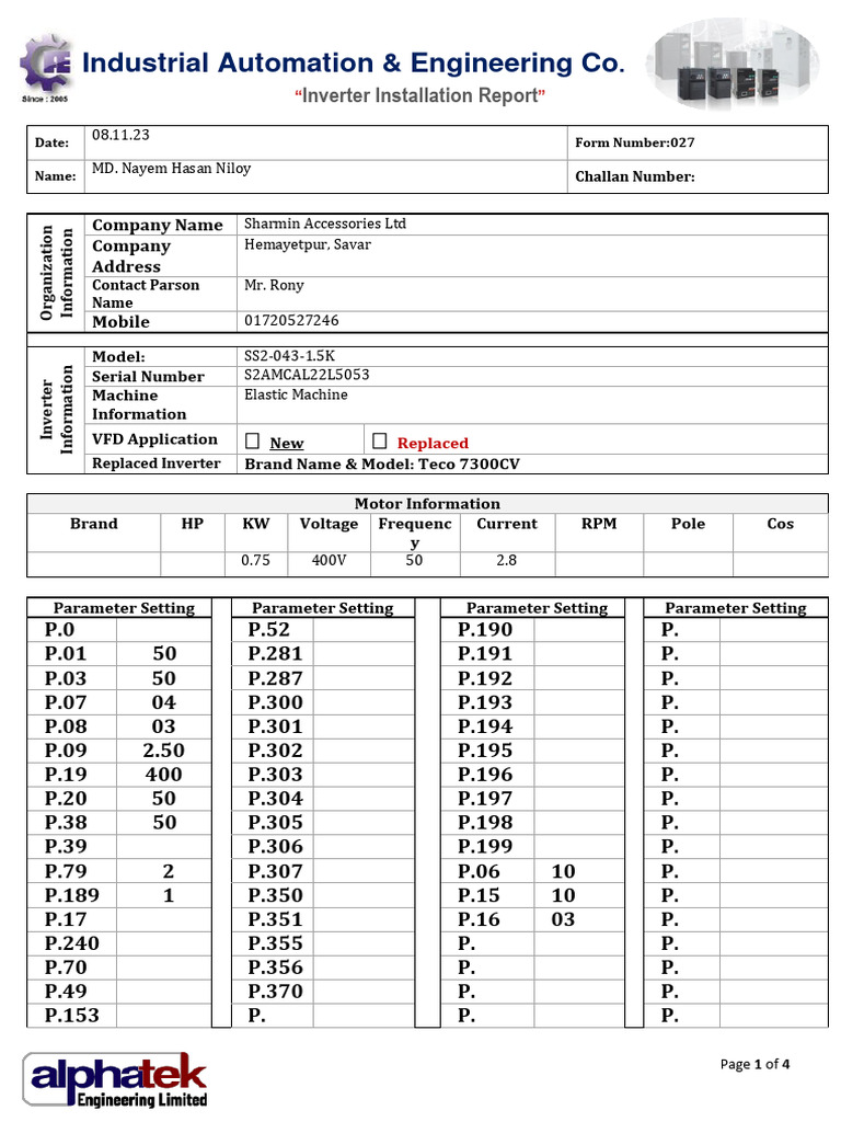 027-VFD Installation - Elastic Machine | PDF