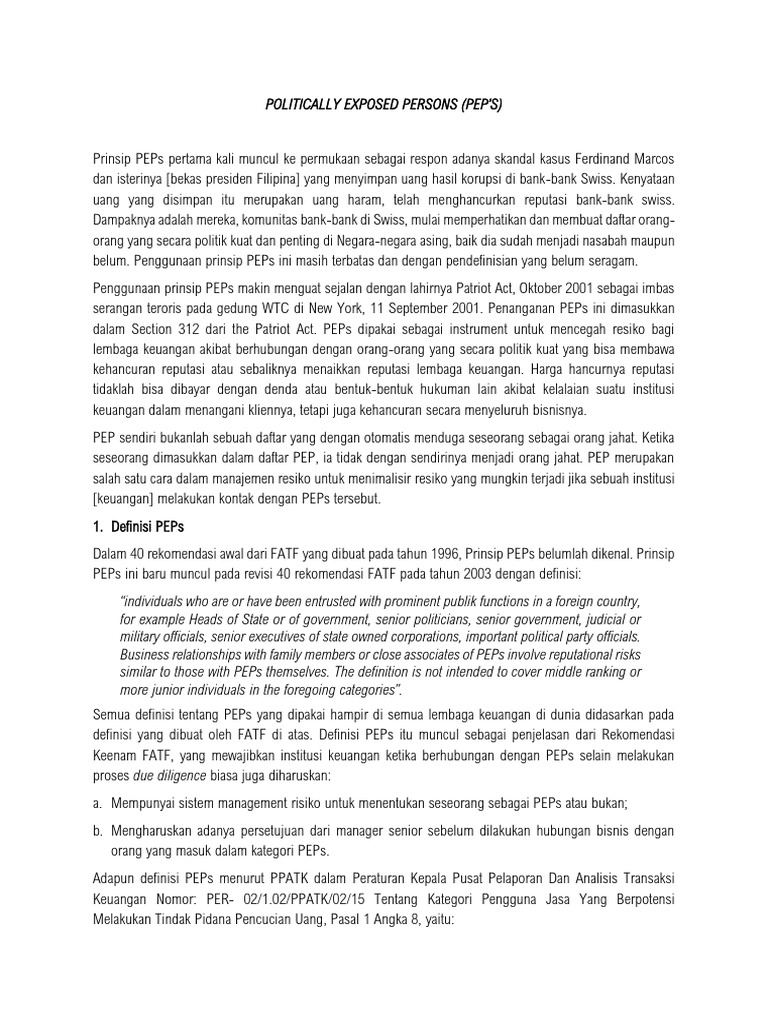 Politically Exposed Persons | PDF