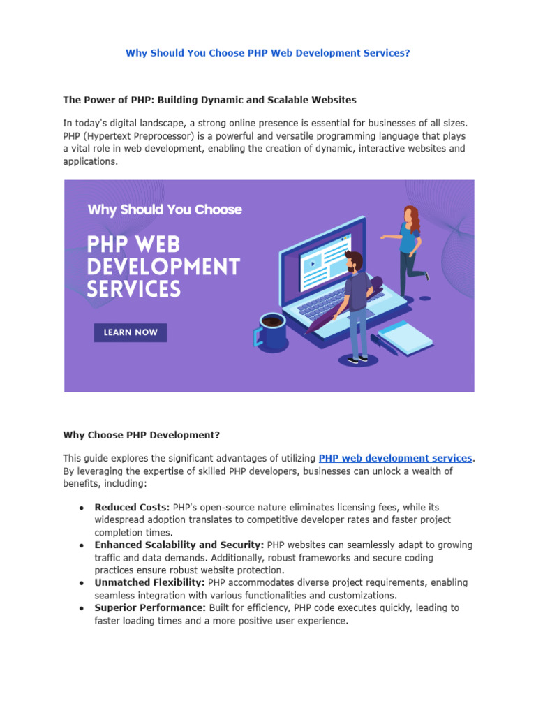 Why Should You Choose PHP Web Development Services | PDF | Php | Software Framework