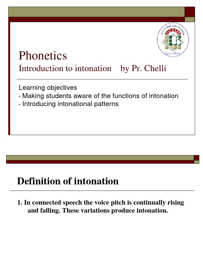 Introduction To Intonation - Powerpoints | PDF | Question | Tone (Linguistics)