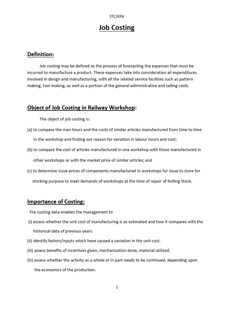 Job Costing | PDF | Technology & Engineering