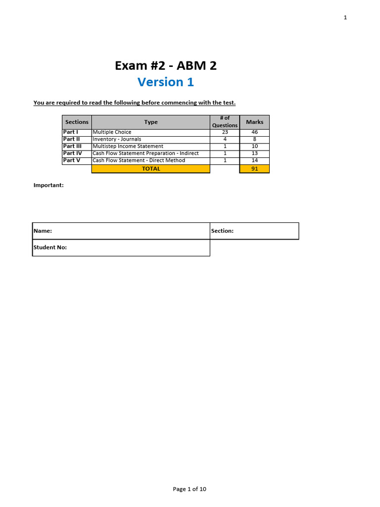 ABM 2 Exam 2 v1 2023 Student | PDF | Debits And Credits | Expense