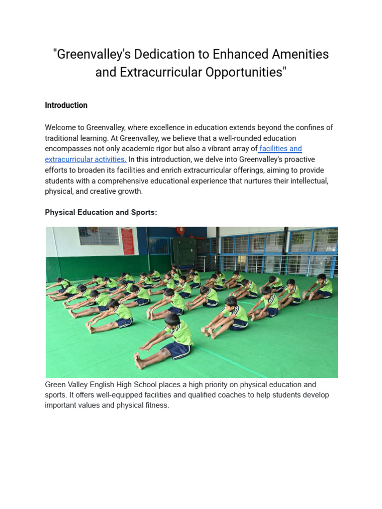 Greenvalley's Dedication To Enhanced Amenities and Extracurricular Opportunities | PDF ...