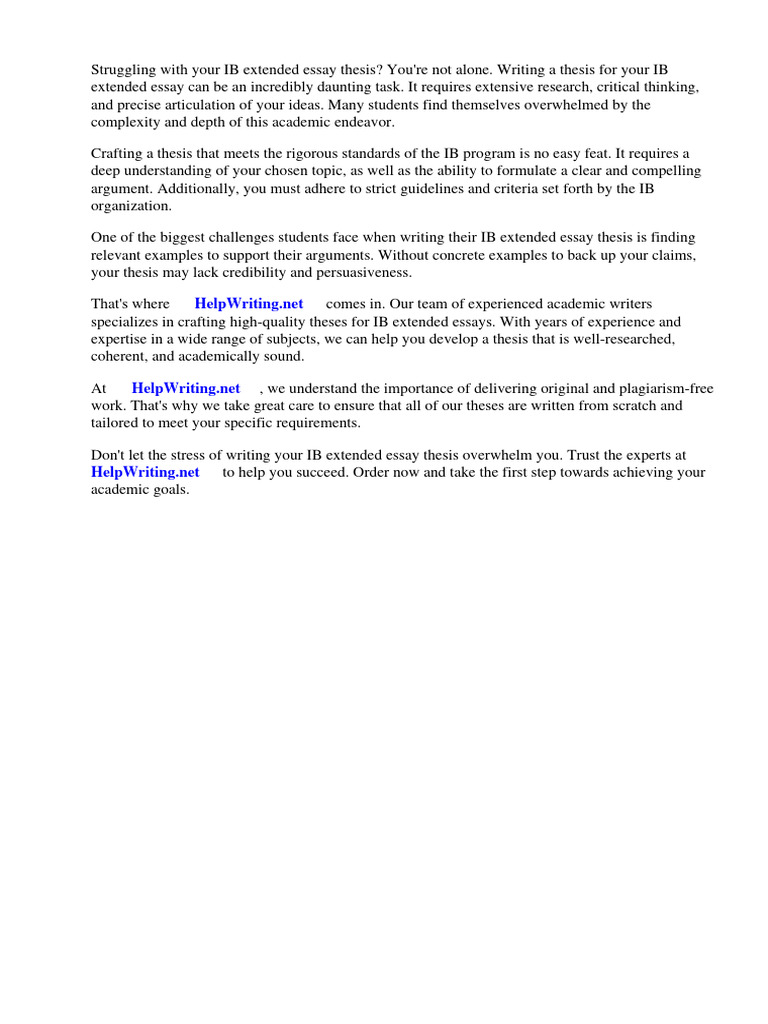 Ib Extended Essay Thesis Examples | PDF | Essays | Critical Thinking