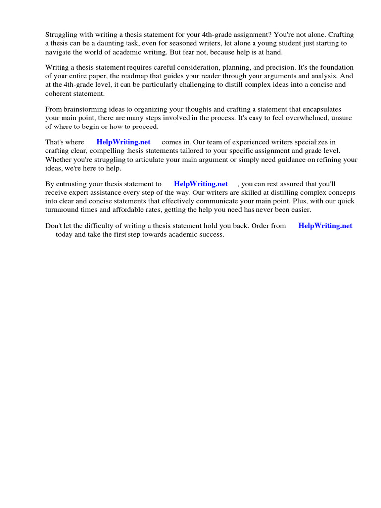 Writing A Thesis Statement 4th Grade | PDF | Essays | Thesis