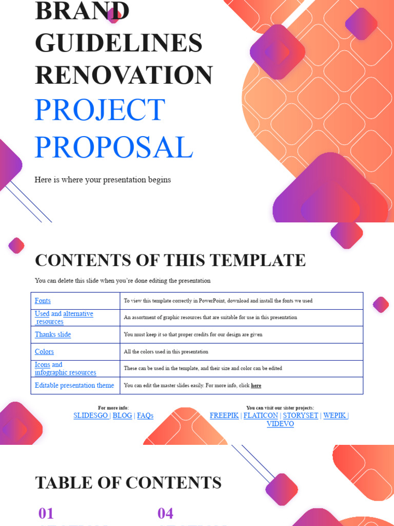 Brand Guidelines Renovation Project Proposal by Slidesgo | PDF