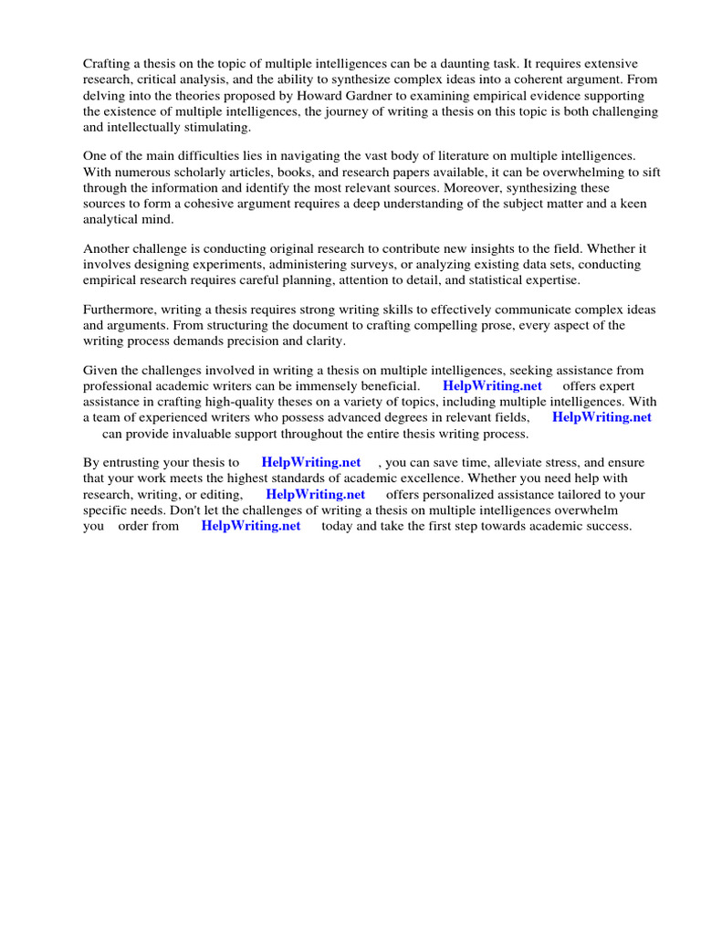 Thesis Multiple Intelligence | PDF | Intelligence | Behavioural Sciences