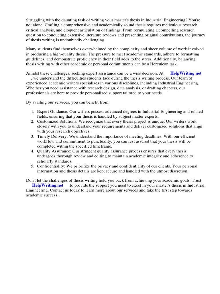 Master Thesis Industrial Engineering PDF | PDF | Thesis