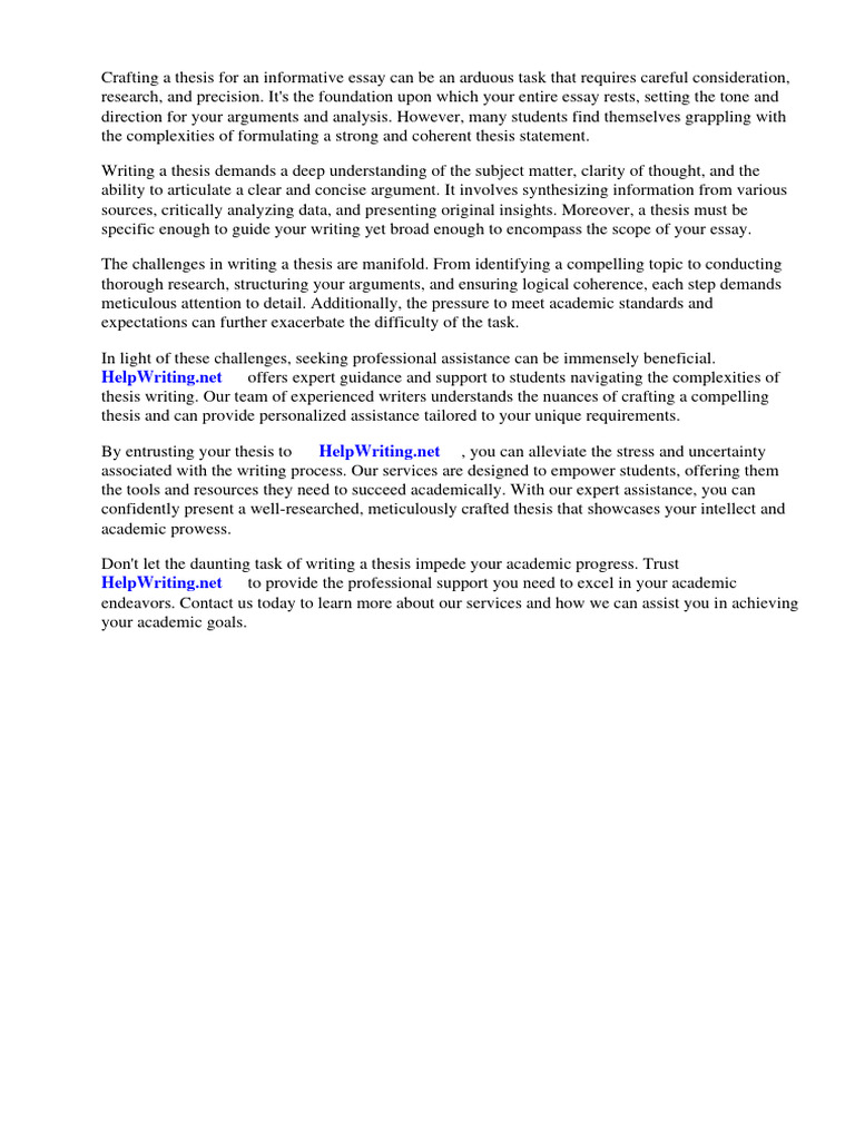 Crafting Informative Essay Theses | PDF | Essays | Thesis