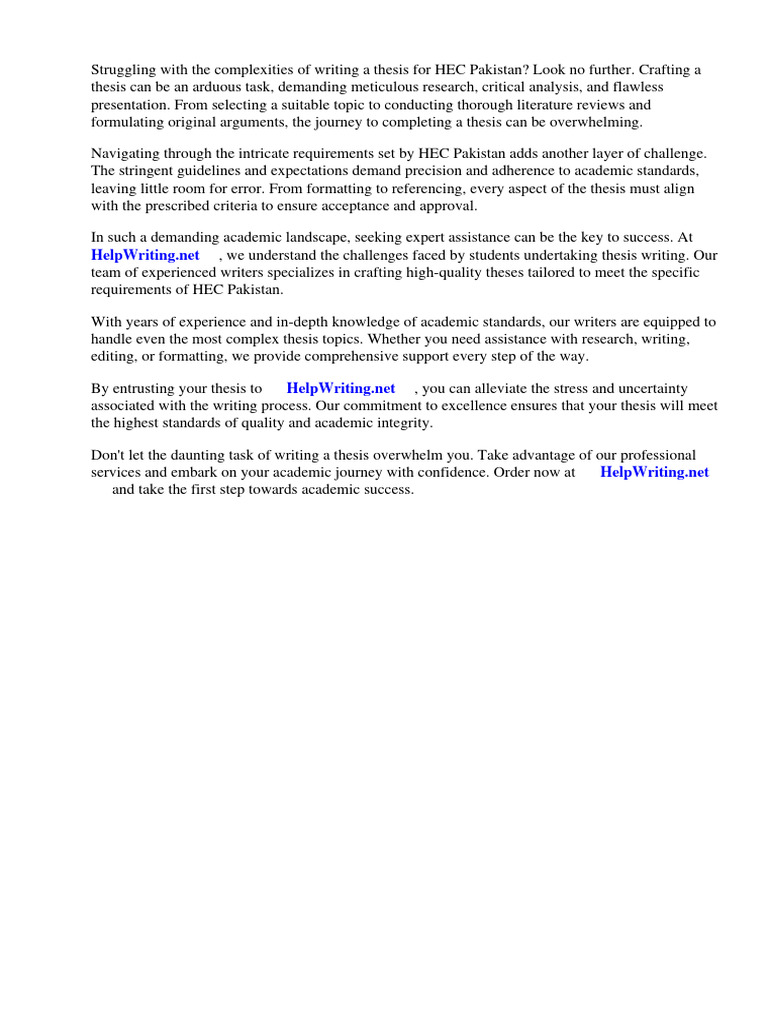Hec Pakistan Thesis | PDF | Thesis | Doctor Of Philosophy
