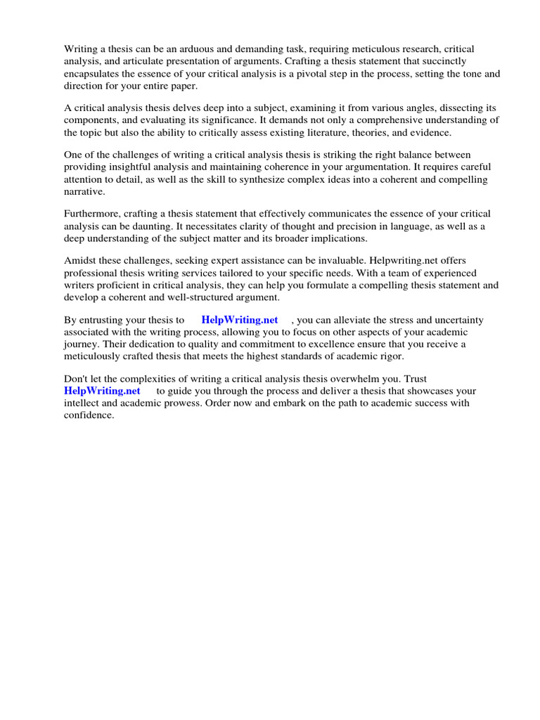 Critical Analysis Thesis Statement Examples | PDF | Essays | Critical ...