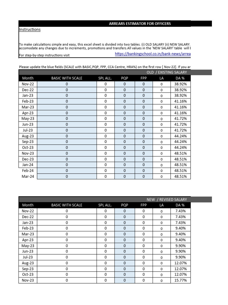 Arrears Salary Estimator for Officers | PDF | Taxes | Government Finances