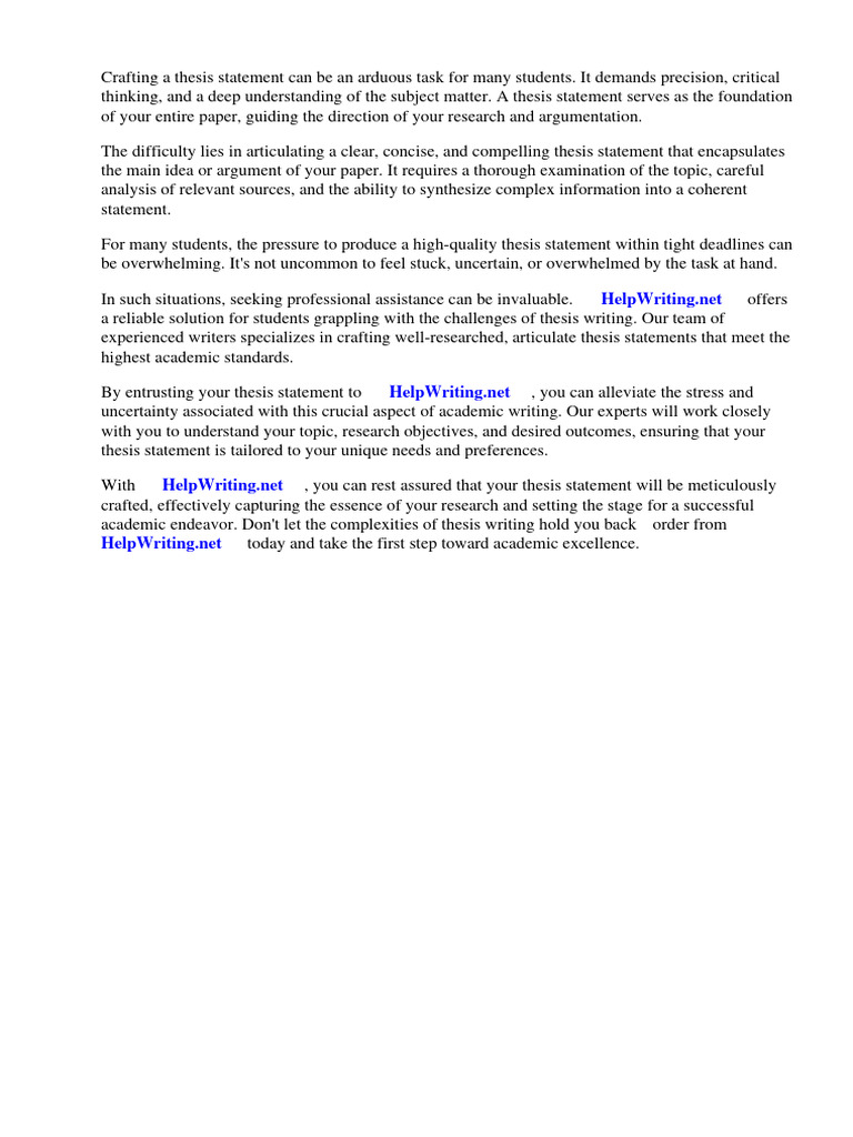 Show Me A Good Thesis Statement | PDF | Career & Growth