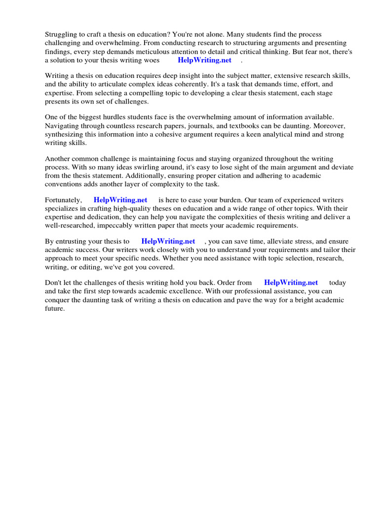 Example of Thesis Problem About Education | Download Free PDF | Thesis ...