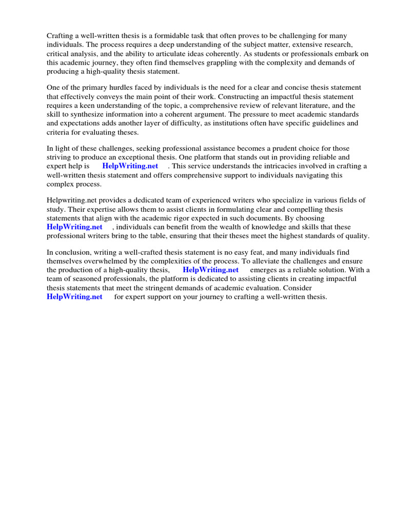 Well Written Thesis Statements Examples | PDF