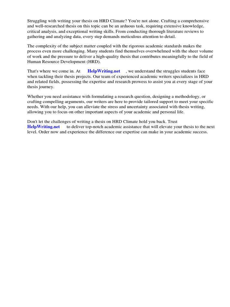 Thesis On HRD Climate | PDF | Climate Change | Climate