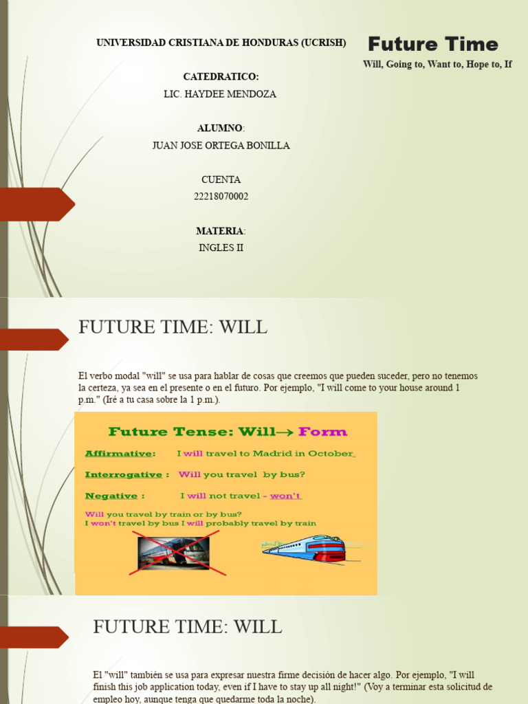 Ortega, Jose Ingles Ii Presentacion Future Time | PDF