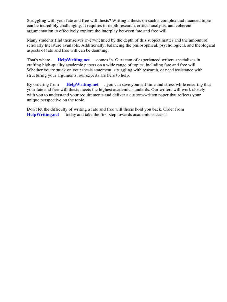 Writing a Fate and Free Will Thesis | PDF | Free Will
