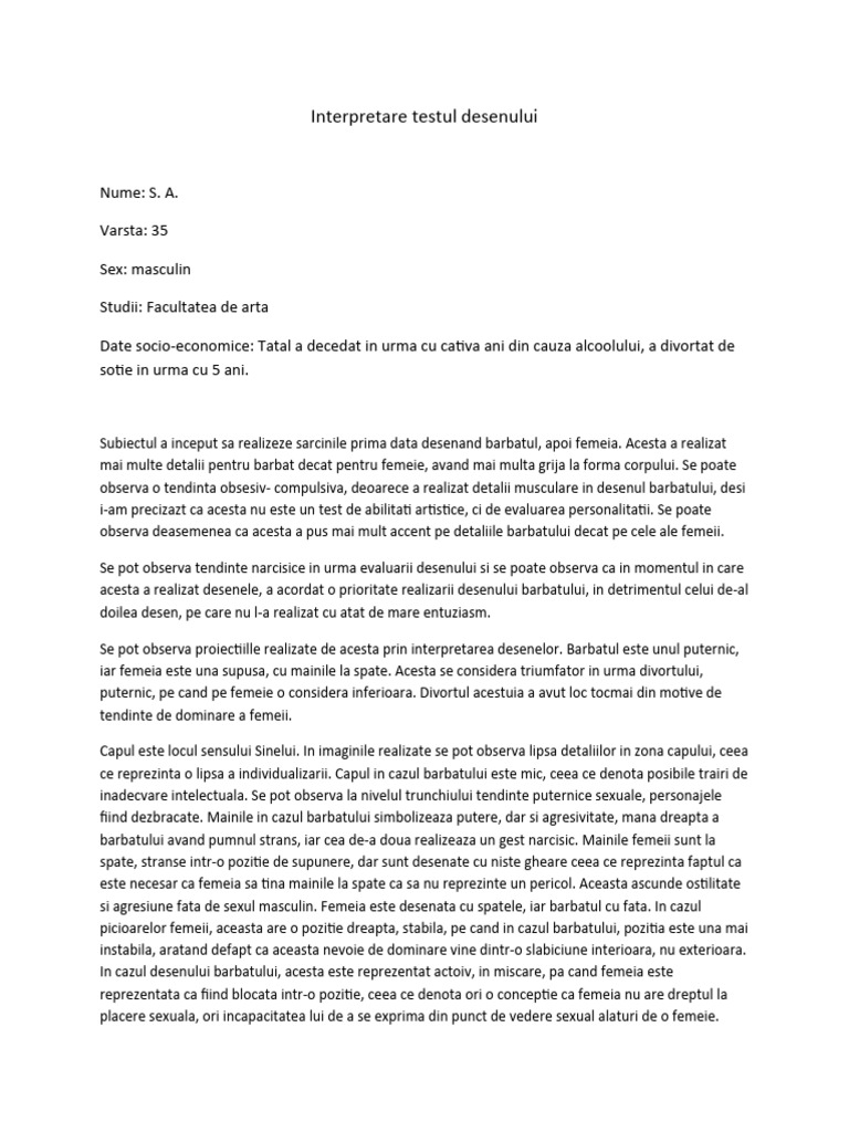 Interpretare Testul Desenului | PDF