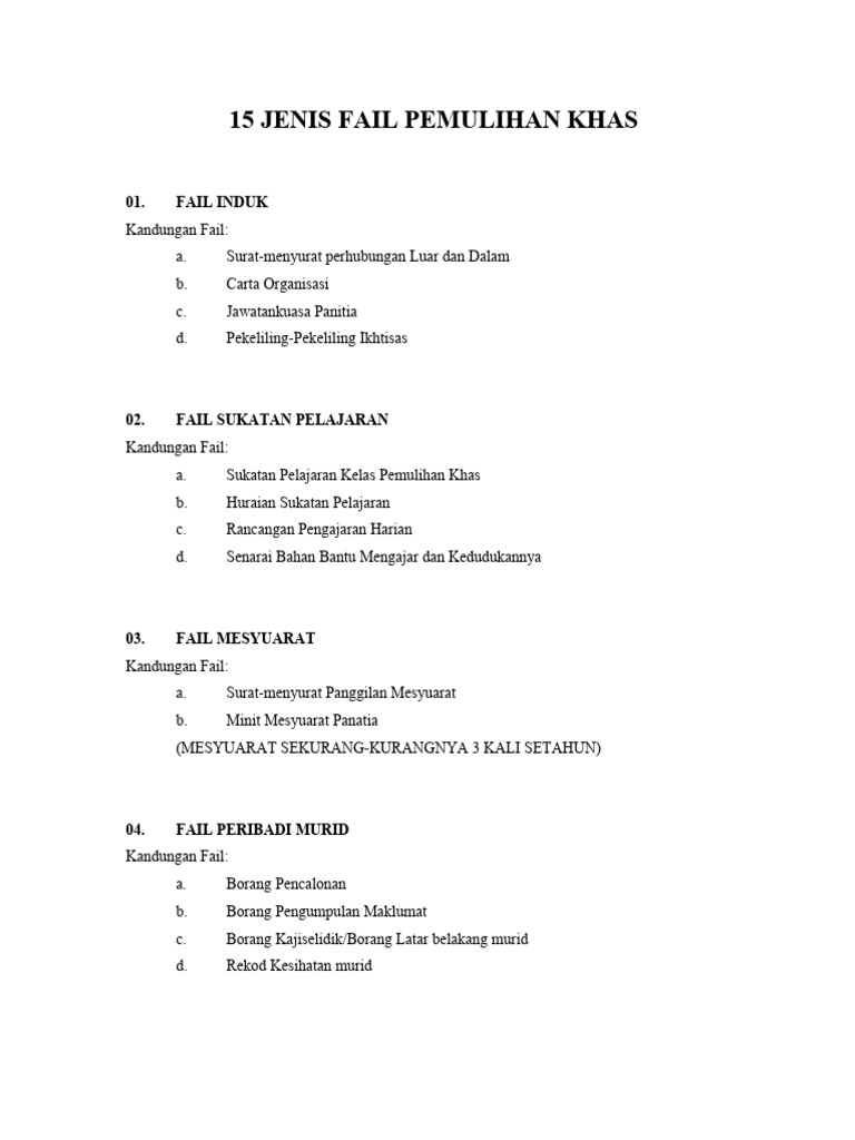Jenis Jenis Fail Pemulihan Khas | PDF