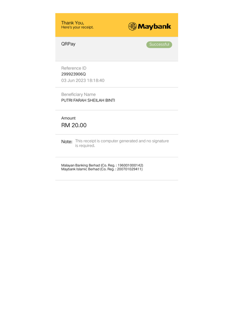 Qrpay Maybank Example | PDF