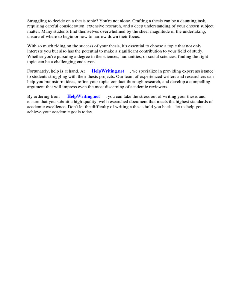 Most Popular Thesis Topics | PDF
