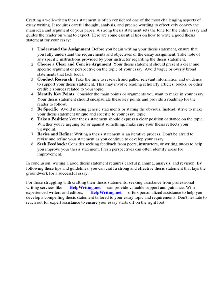 How To Write A Good Thesis Statement For Essay | PDF | Essays | Thesis