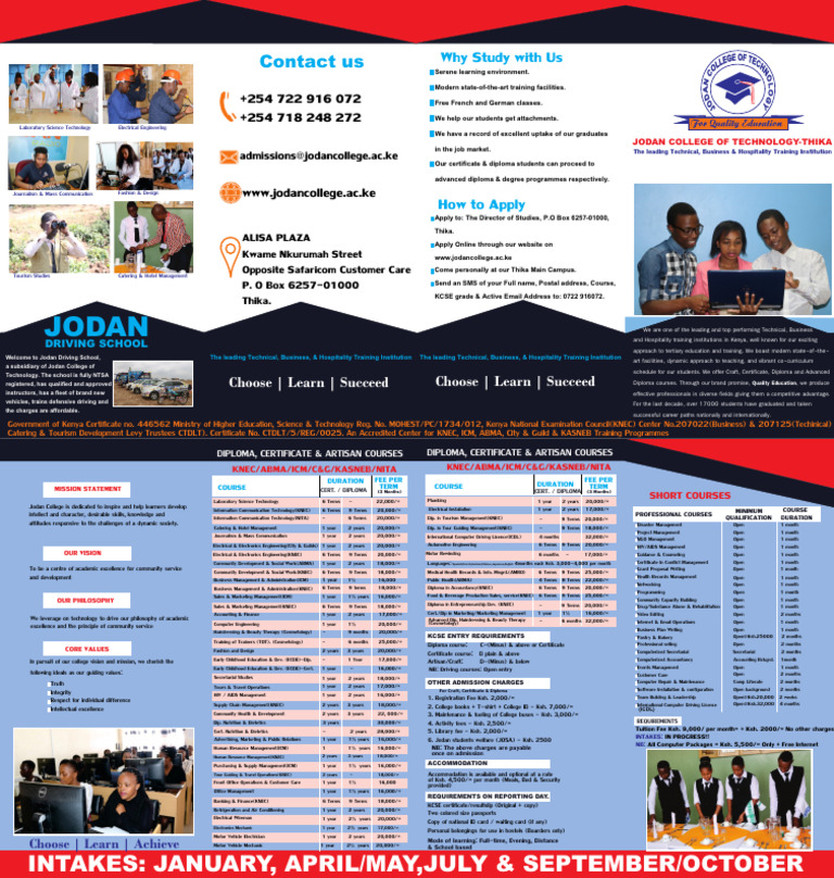Jodan College of Technology Courses | PDF | Schools | Diploma