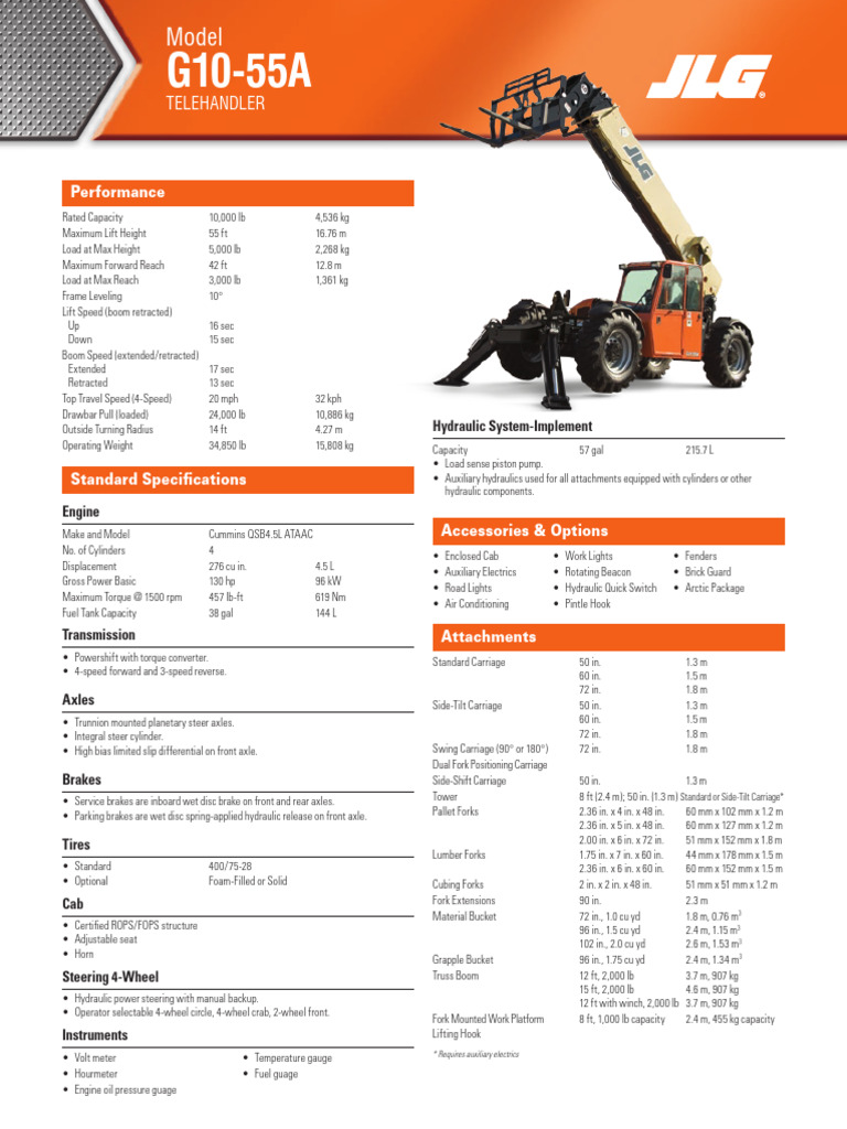 JLG_G10-55A_Spec-Sheet | PDF