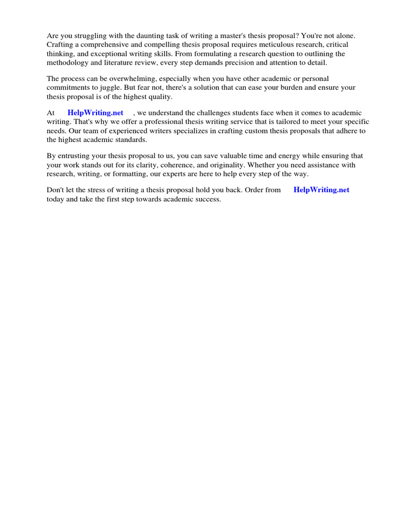 Masters Thesis Proposal Template | PDF