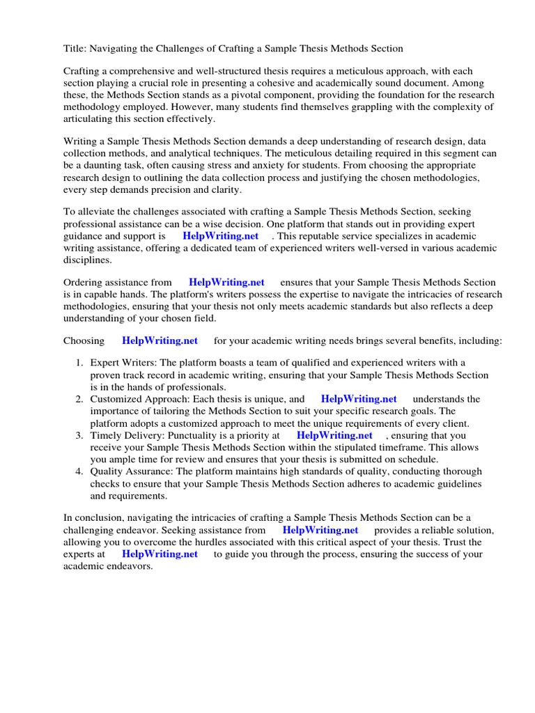 Sample Thesis Methods Section Pdf Methodology Thesis