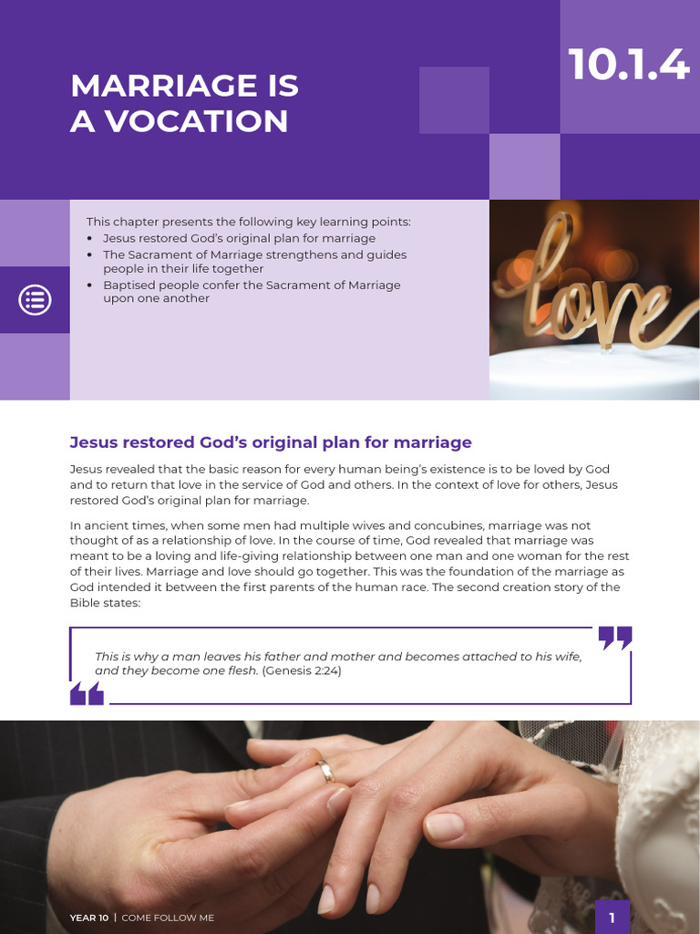 10.1.4 Marriage Is A Vocation | PDF | Marriage | Christian Views On ...