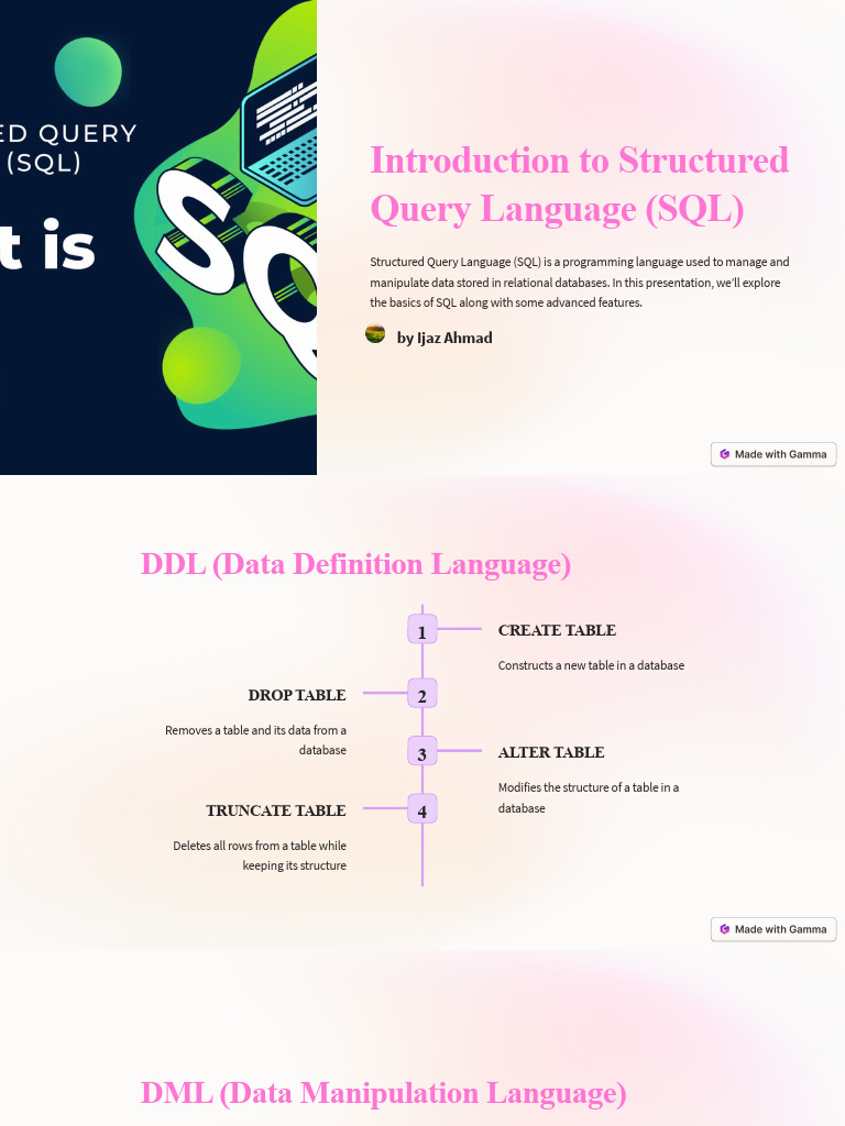 Introduction To Structured Query Language SQL | PDF Introduction To Structured Query Language SQL | PDF