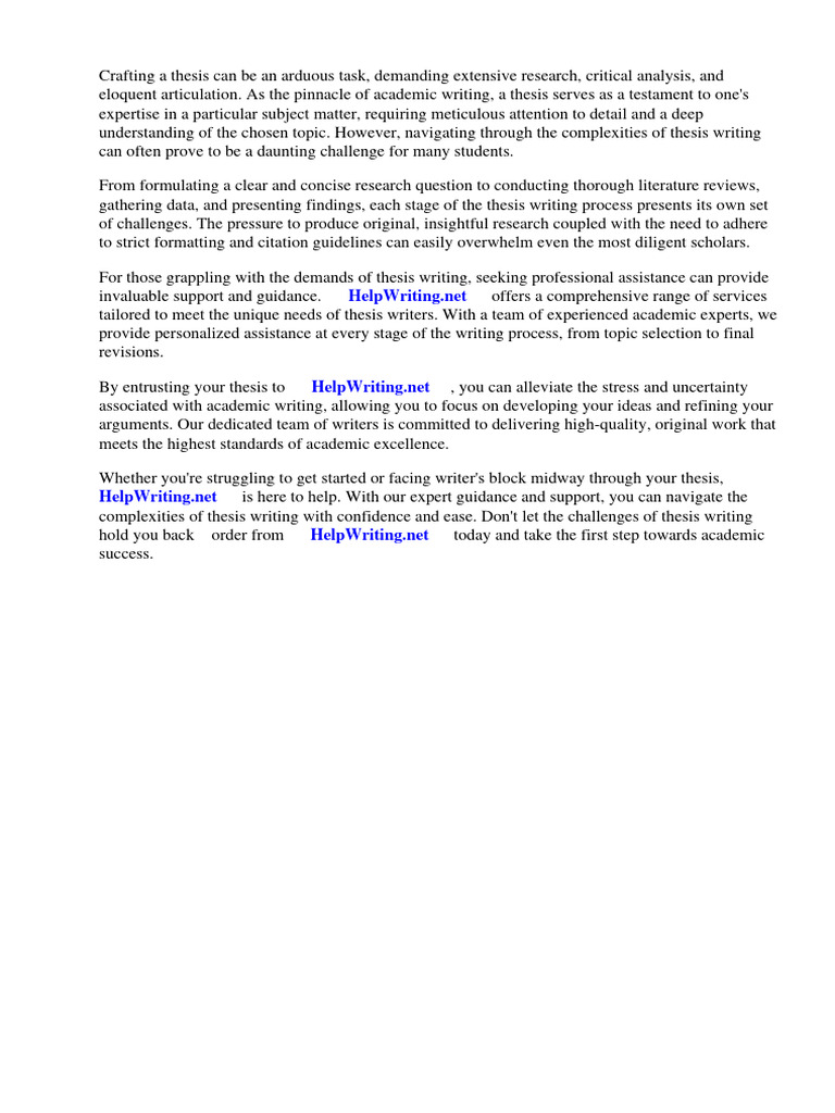 Expert Thesis Writing Assistance | PDF | Thesis | Essays