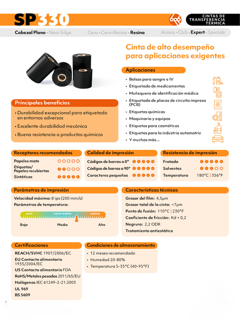 TT-Ribbon SP330 Product-Datasheet | PDF | Ciencias fisicas