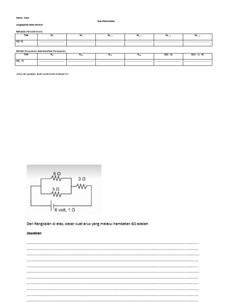 Soal MTK 9, Refleksi Dan Sterusnya | PDF | Metode & Bahan Ajar | Teknologi & Rekayasa