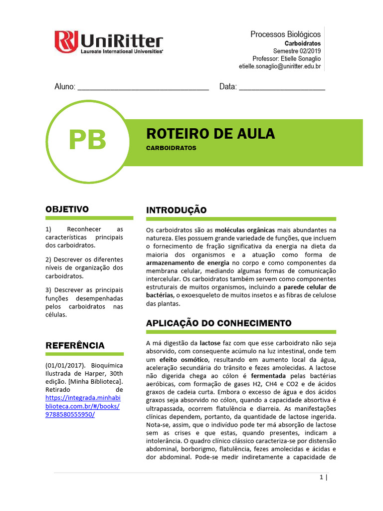 Aula05 CARBOIDRATOS - EstudoNorteador - v2 (1) - 1 | PDF