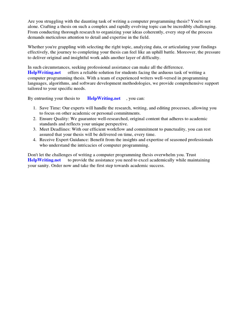 Computer Programming Thesis Statement | PDF
