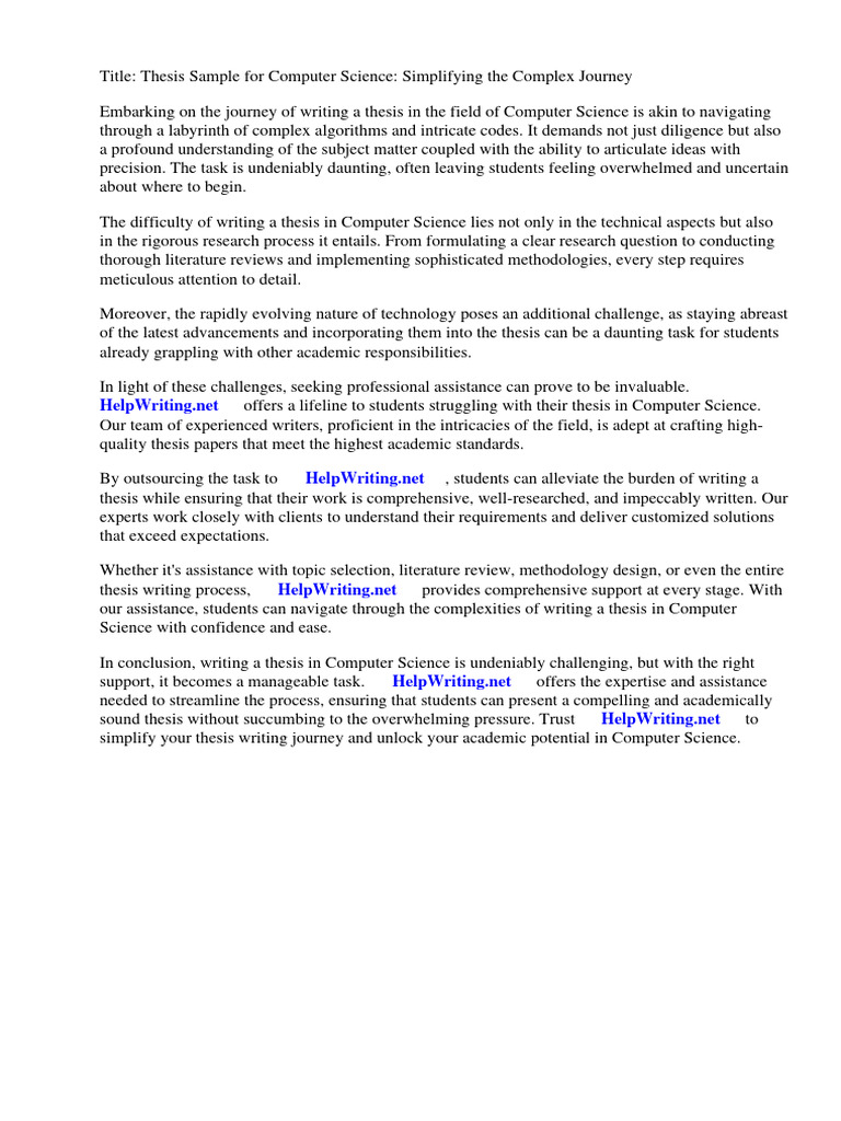 Thesis Sample For Computer Science | PDF | Thesis | Engineering