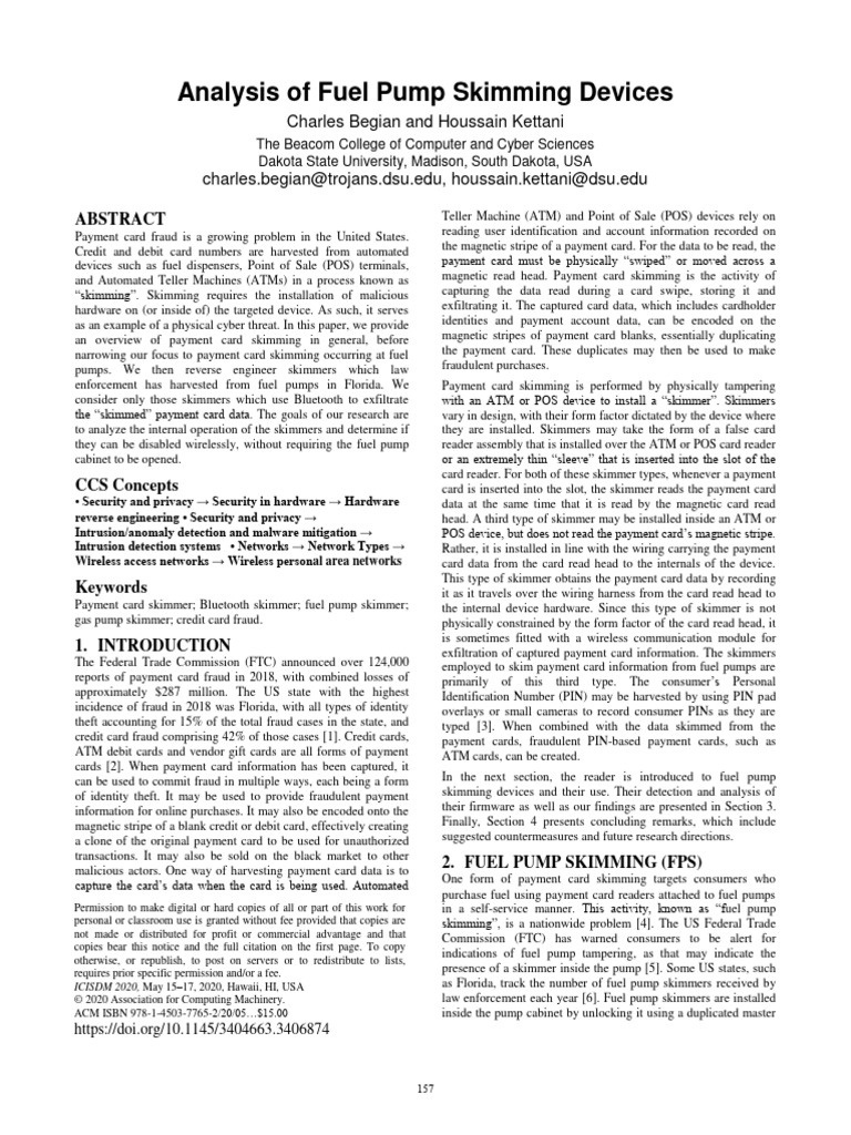 Analysis of Fuel Pump Skimming Devices | PDF | Automated Teller Machine ...