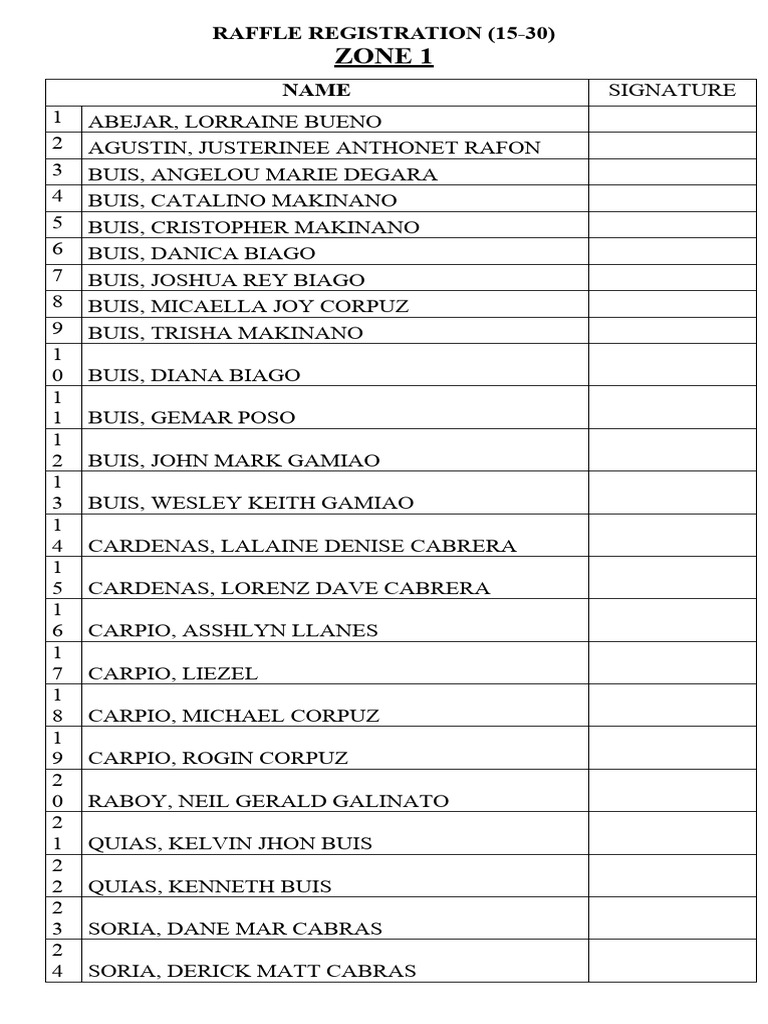 Raffle Registration | PDF