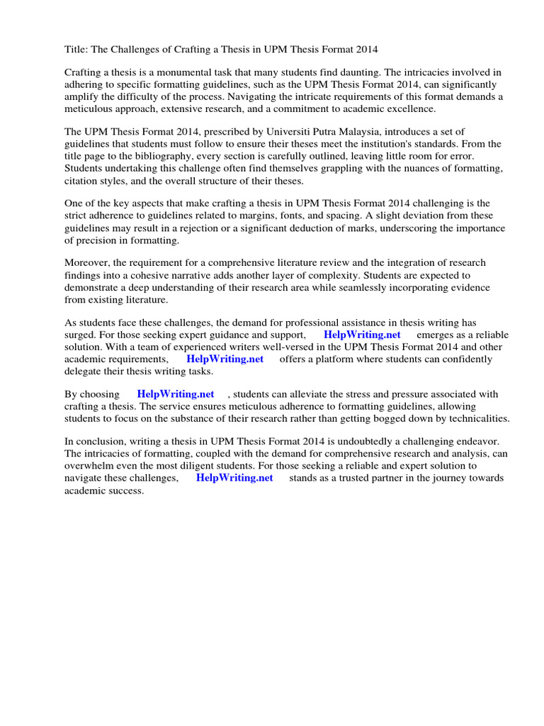 Upm Thesis Format 2014 | Download Free PDF | Thesis