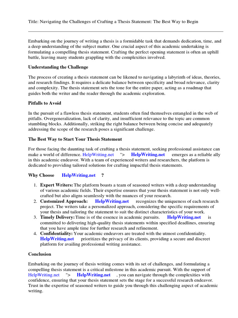 Best Way To Start Thesis Statement | PDF | Career & Growth | Art