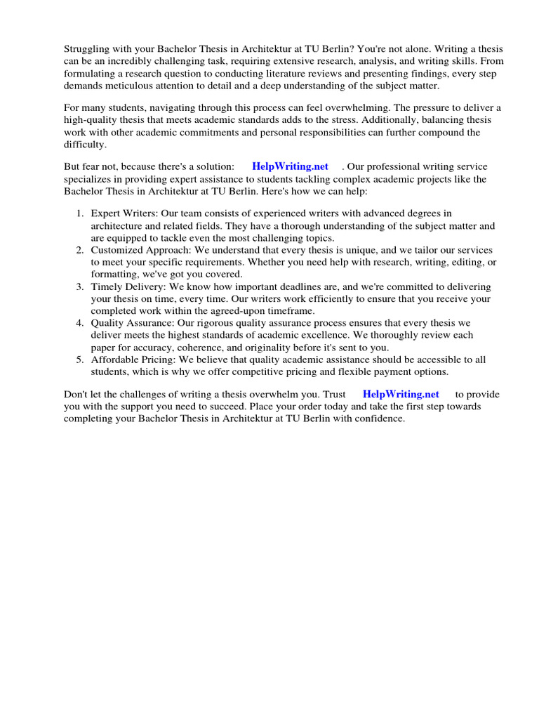 Bachelor Thesis Tu Berlin Architektur | PDF | Thesis | World Wide Web